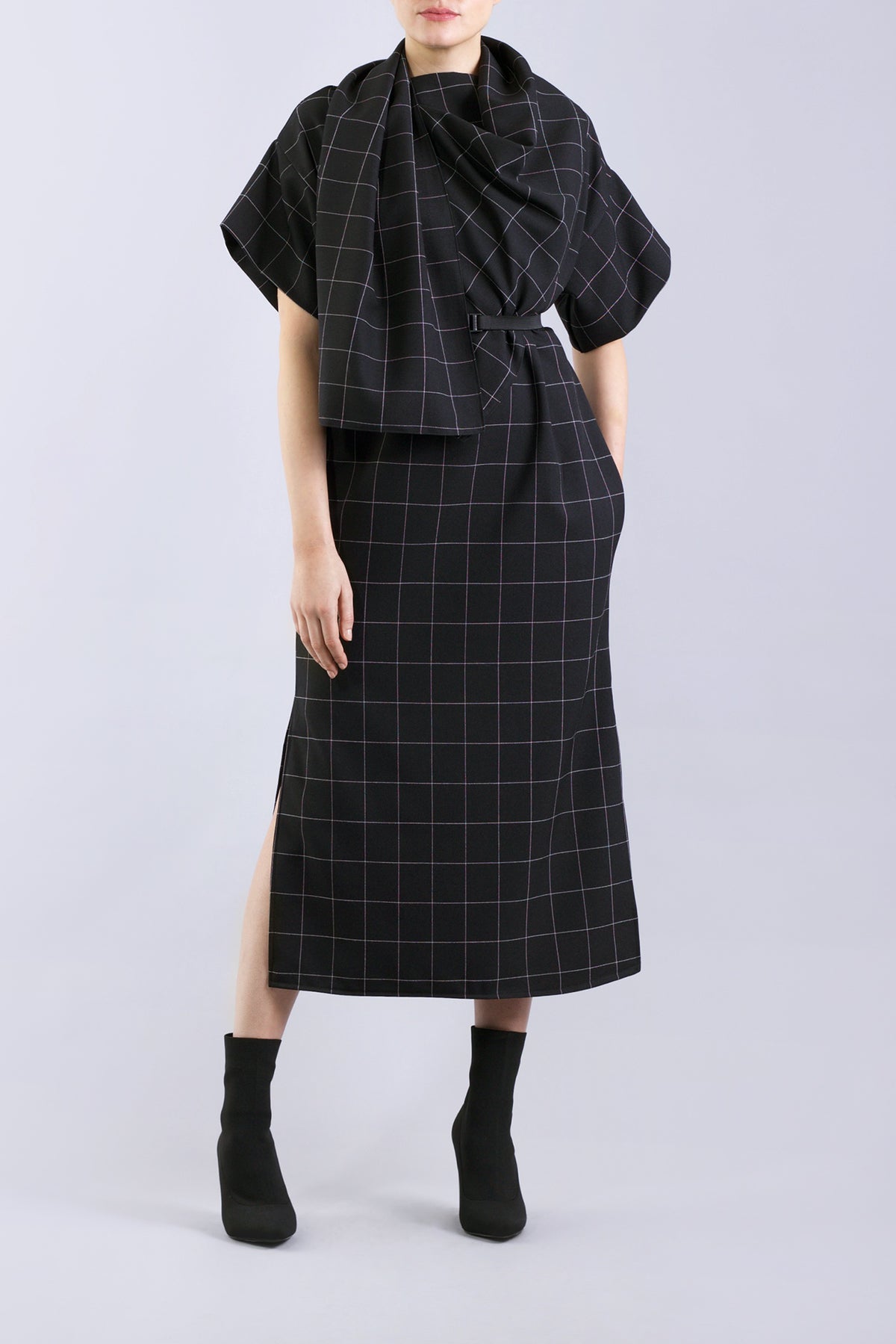 Dexter Black Grid Dress | Meem Label